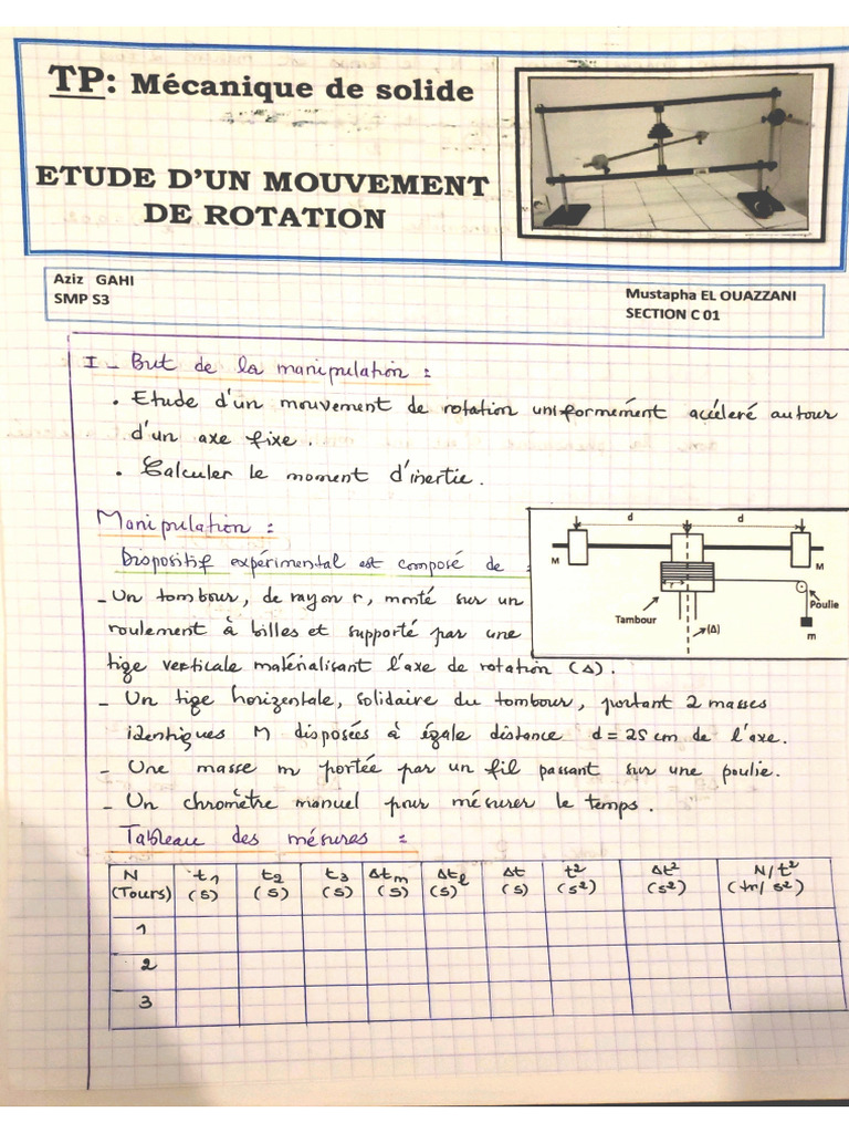 TP _ Etude Mvt Rotation | PDF