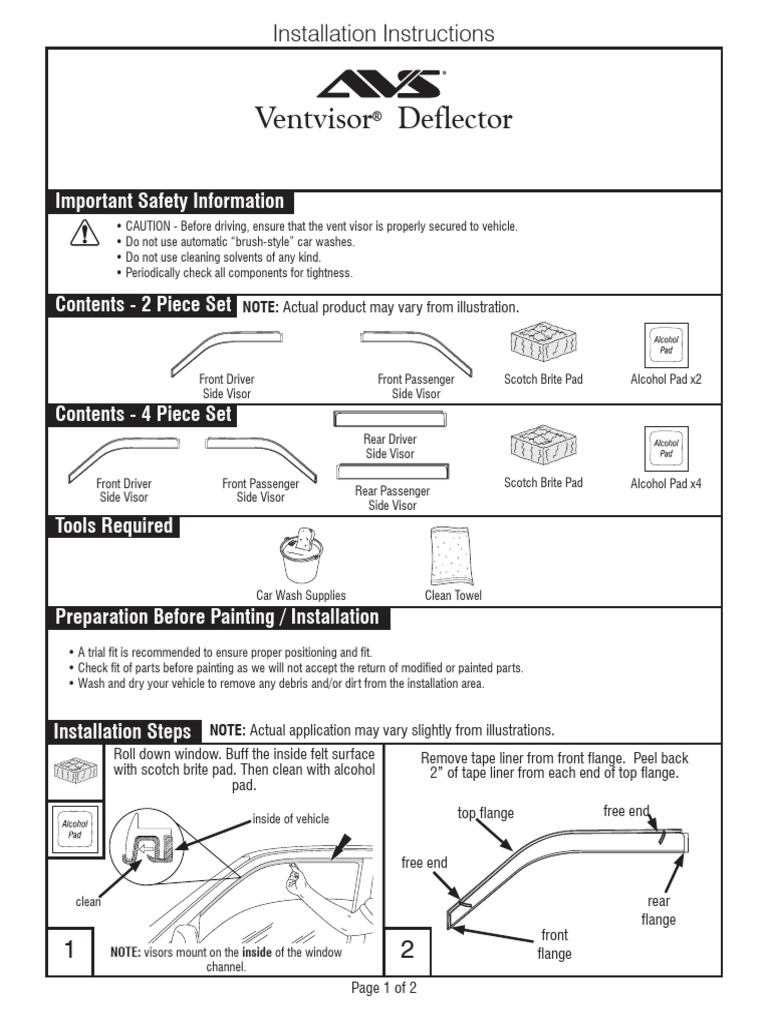 AVS - Ventvisor (Installation) | PDF | Land Vehicles | Car