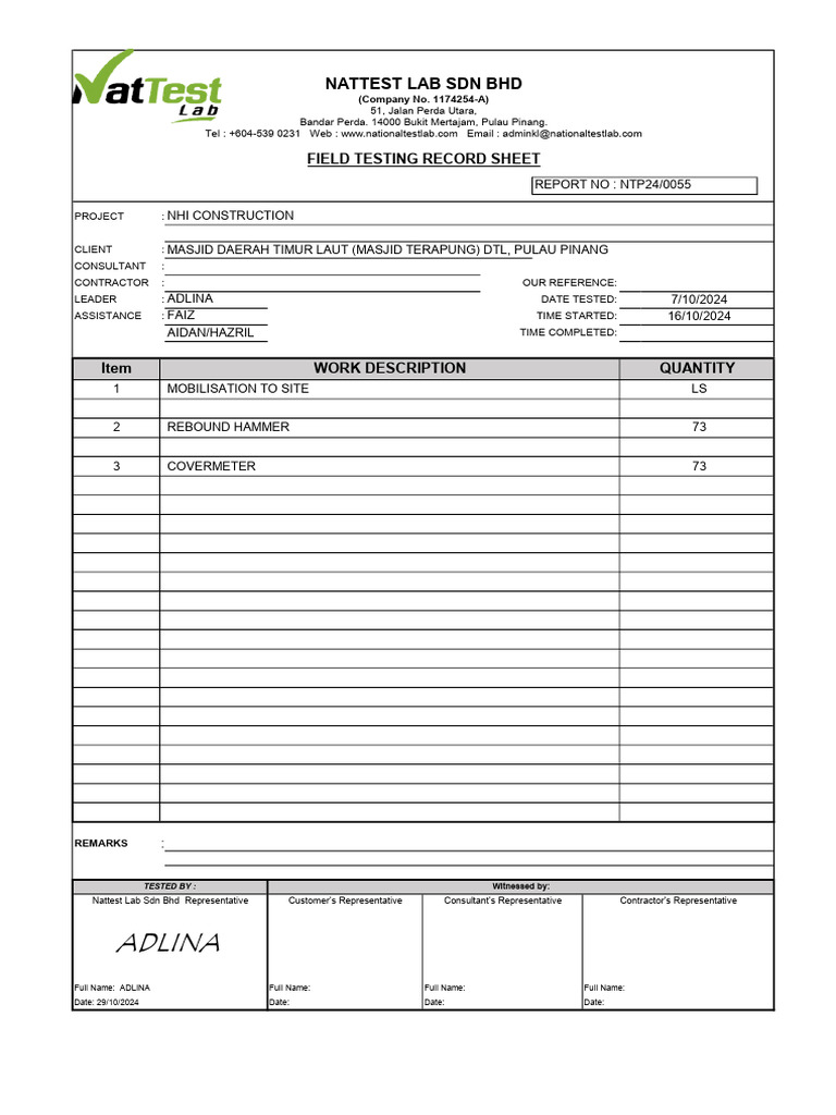 Work Order Nhi Construction | PDF