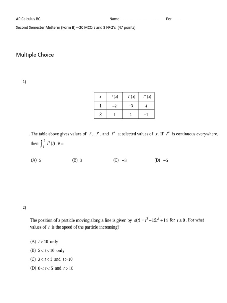 AP Calculus BC Midterm Exam Review | PDF | Power Series | Real Analysis