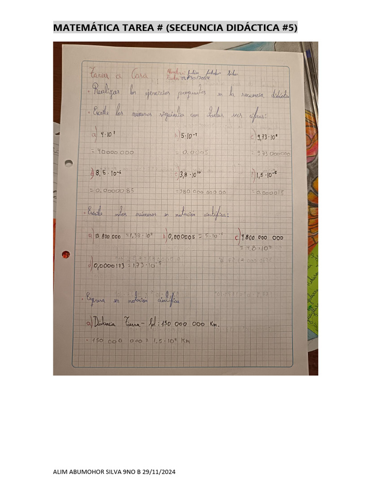 Matemática Tarea # (Seceuncia Didáctica #5) Alim Abumohor | PDF