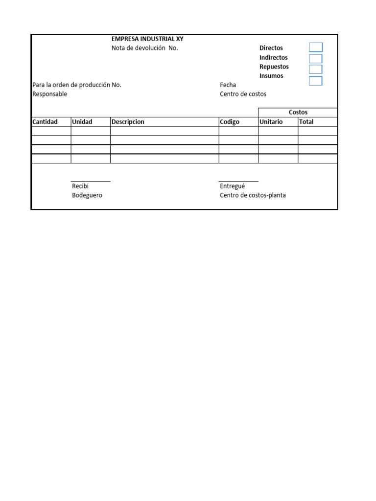 Nota de Devolución | PDF
