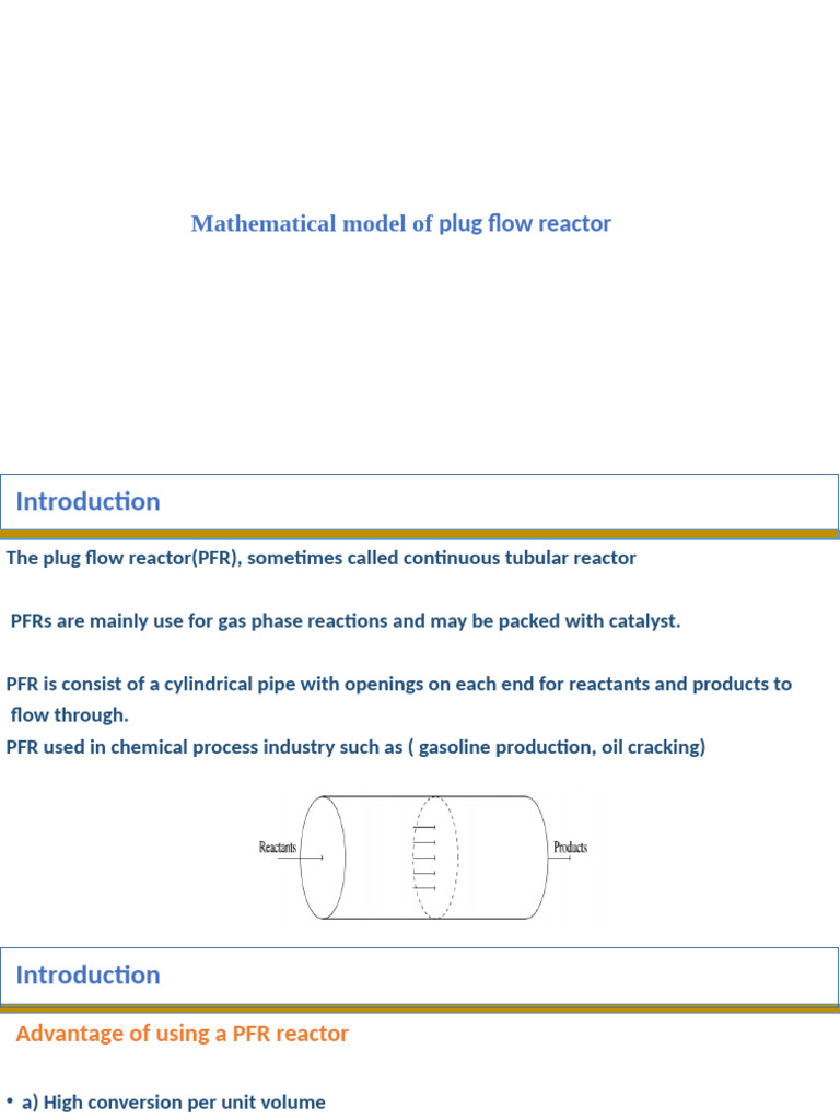 Mathematical model of plug flow reactor | PDF | Chemical Reactor ...