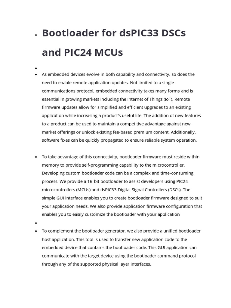 Bootloader For Dspic33 Dscs and Pic24 Mcus | PDF | Embedded System | Microcontroller
