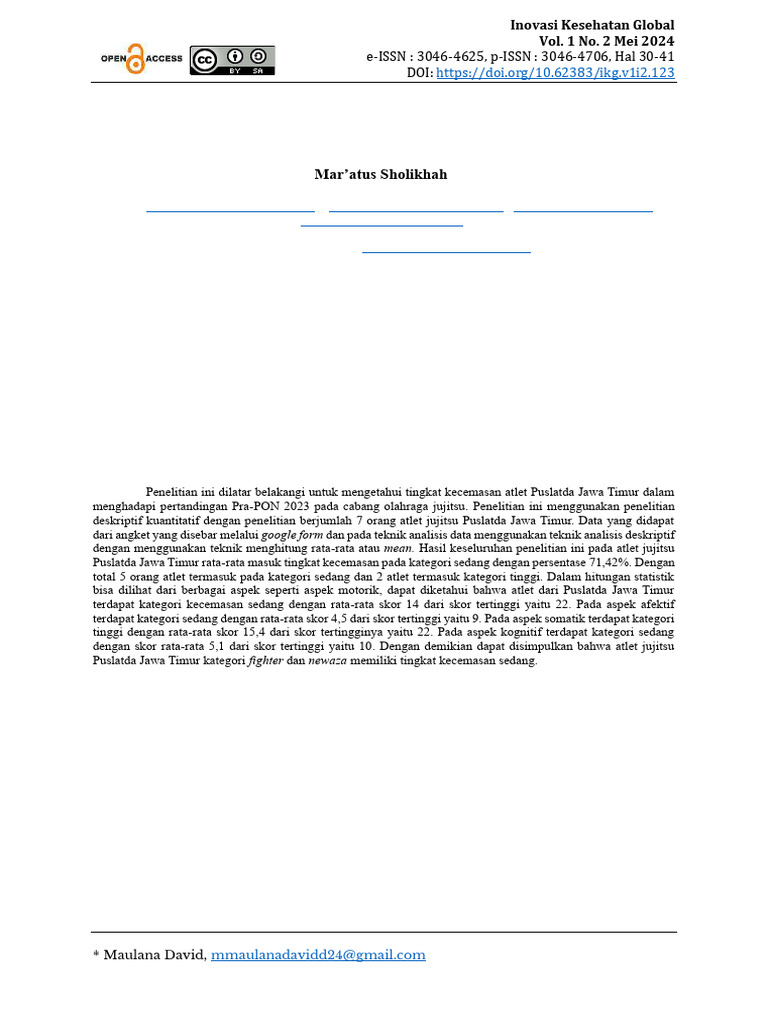 Kecemasan Atlet Jujitsu Jatim Pra-PON | PDF