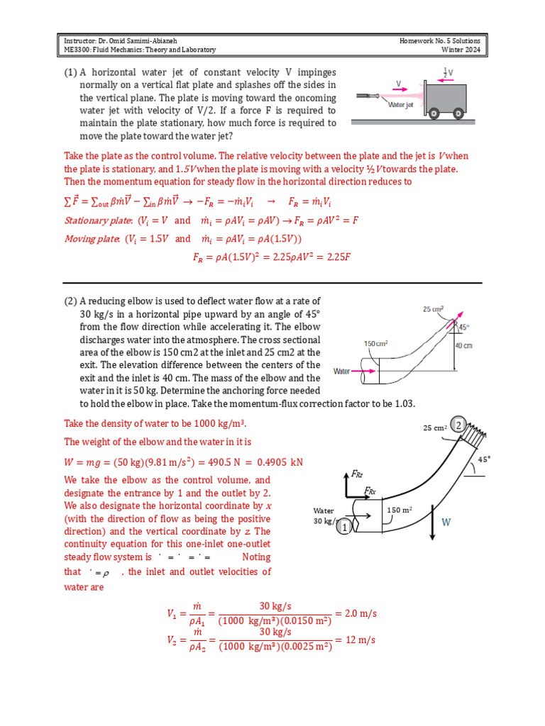 Homework#5 Solution | PDF | Fluid Dynamics | Force
