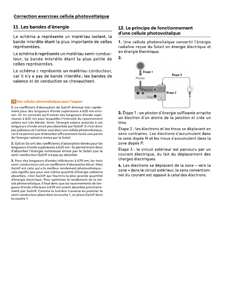 Correction Exercices Cellule Photovoltaique | PDF