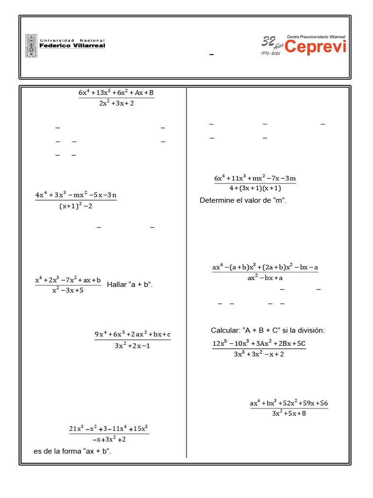 Álgebra 4 | PDF | División (Matemáticas) | Álgebra abstracta