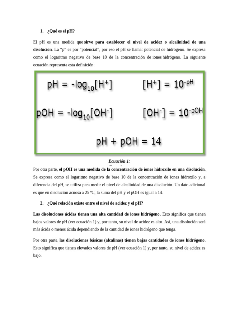 Qué Es El PH | PDF | Ph | Solución tampón