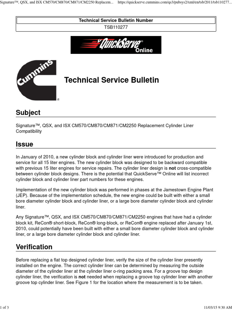Cummins-Technical Service Bulletin | PDF