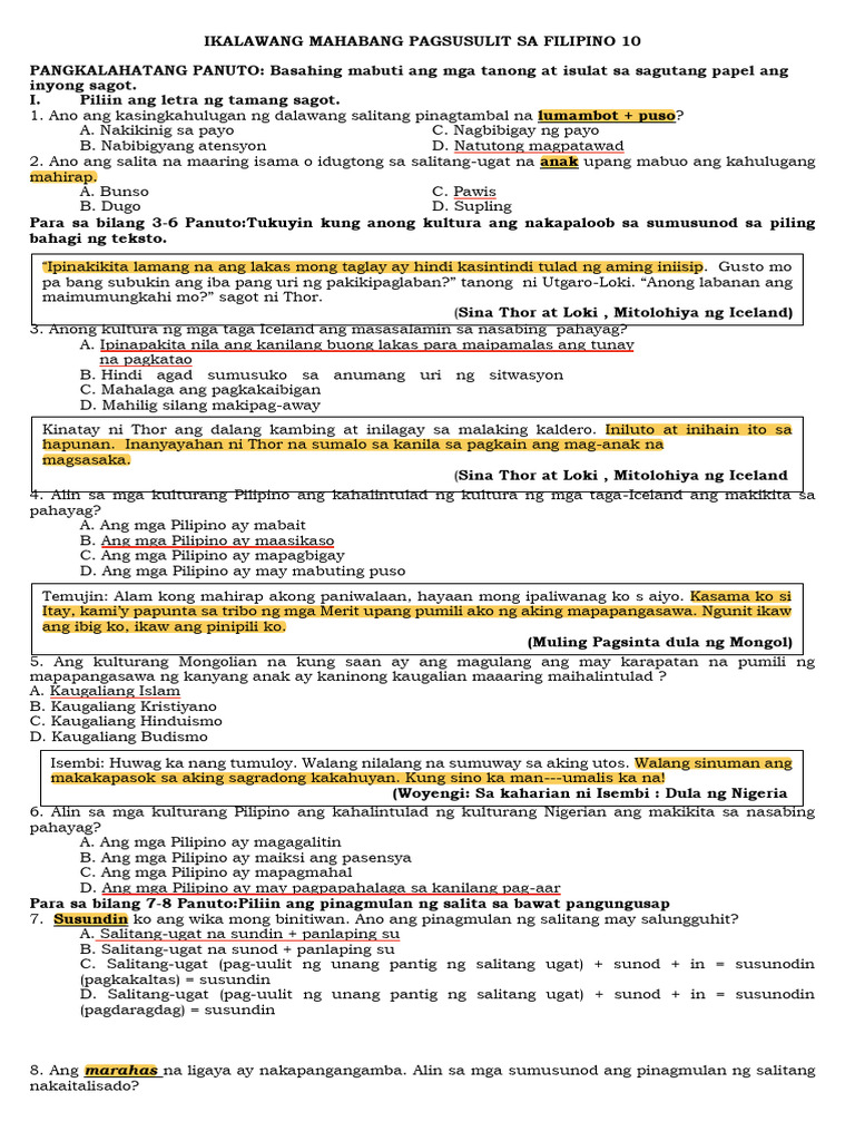 IKALAWANG-MAHABANG-PAGSUSULIT | PDF