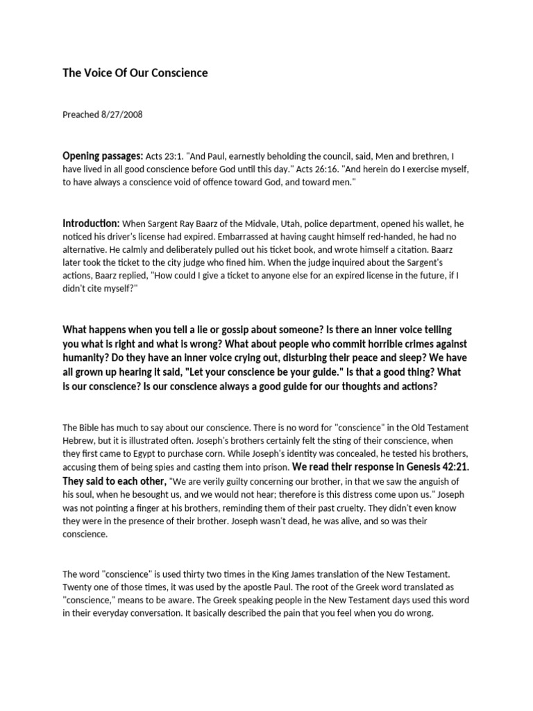 The Voice of Our Conscience | PDF | Conscience | Holy Spirit