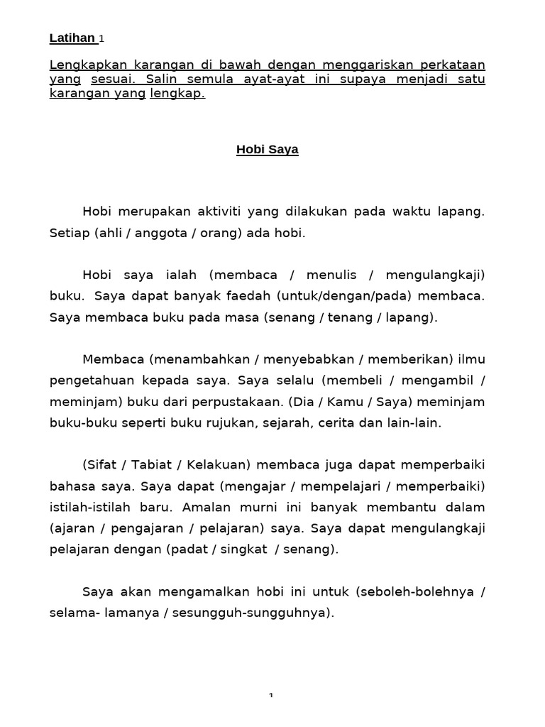 Latih Tubi BM Tahun 2 Modul 1 | PDF