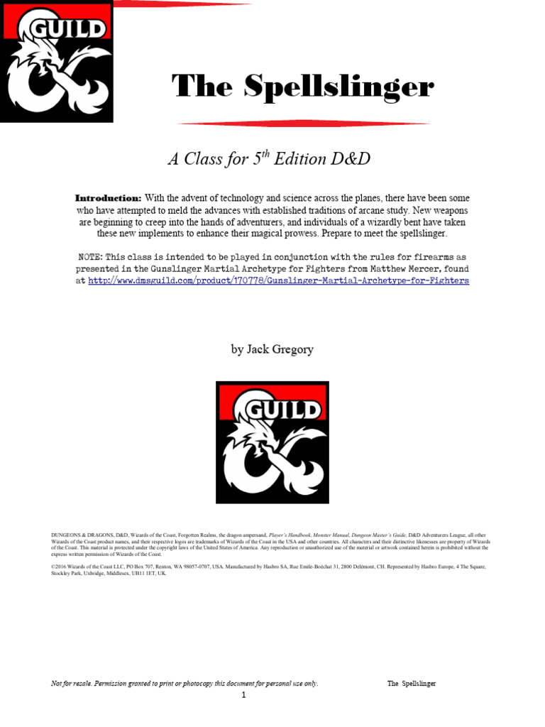 Spellslinger | PDF | Dungeons & Dragons | Wizards Of The Coast
