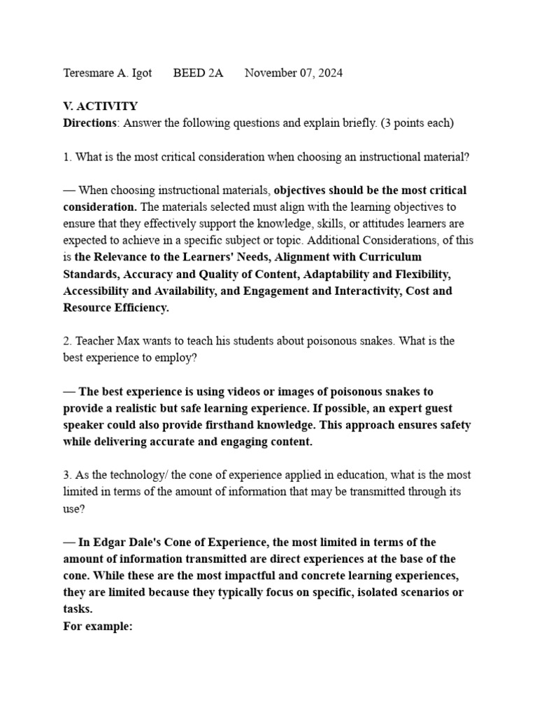 TTL - 2nd Activity | PDF | Learning | Experience