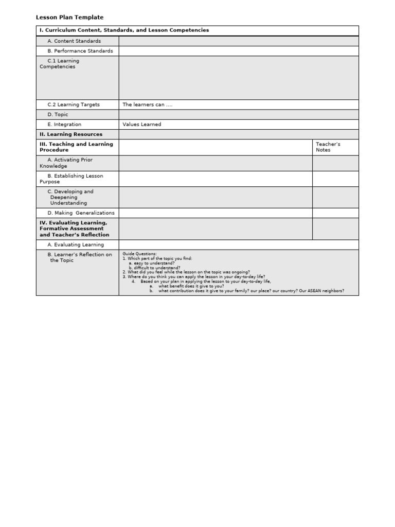K-6 Lesson Plan Template | PDF