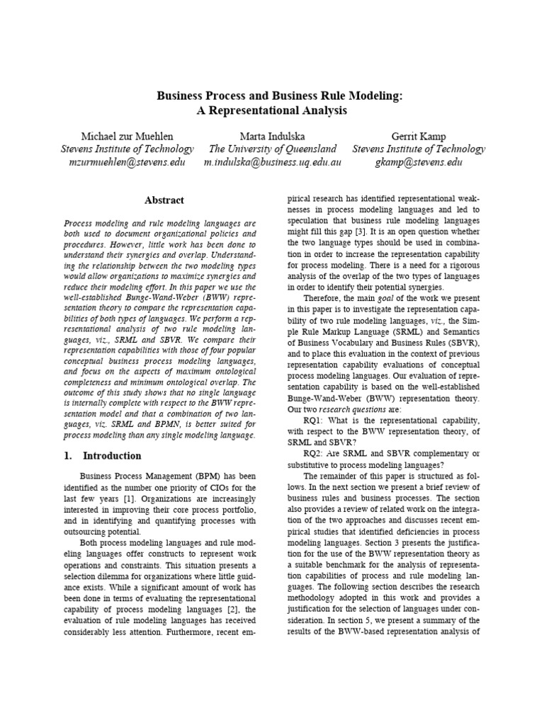 Business Process and Business Rule Modeling | PDF | Conceptual Model ...