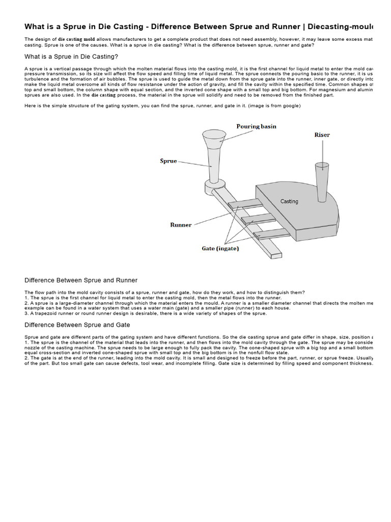 What Is A Sprue in Die Casting - Difference Between Sprue and Runner ...