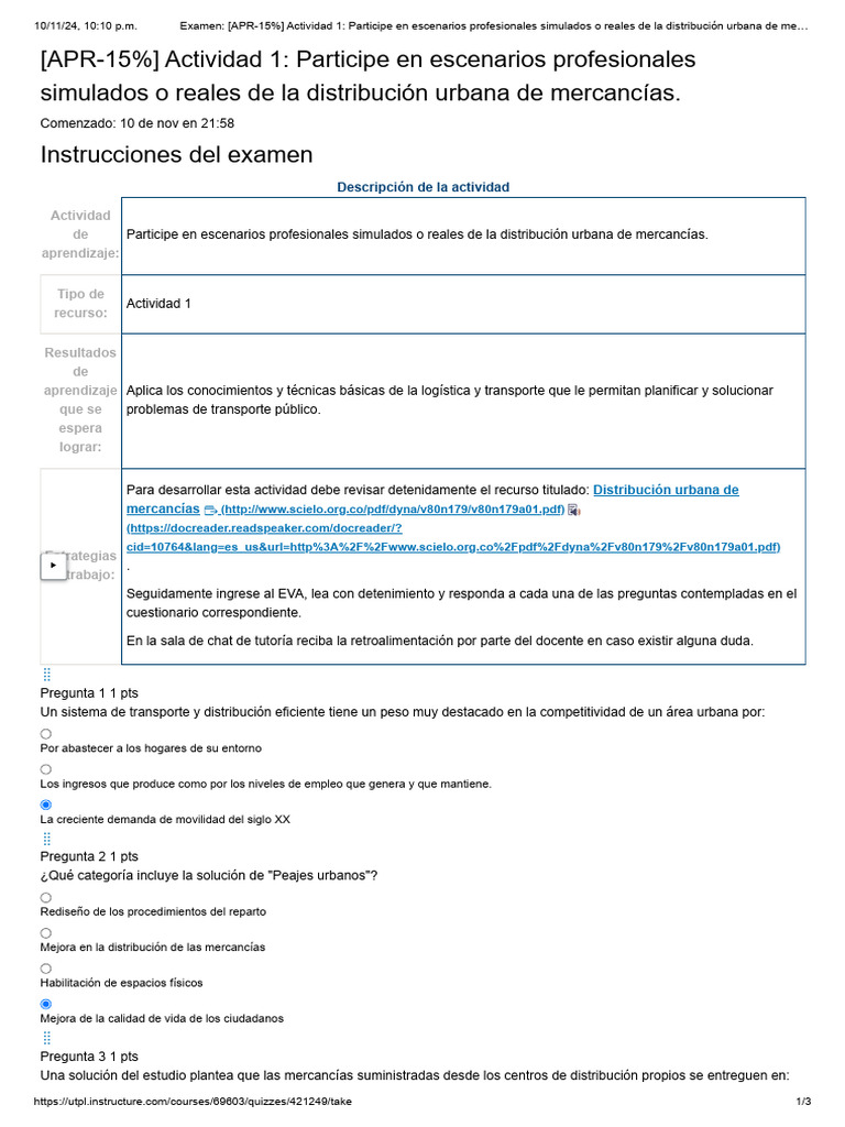 Actividad 1 - Practicum 1 Logística y Transporte | PDF | Logística | Transporte