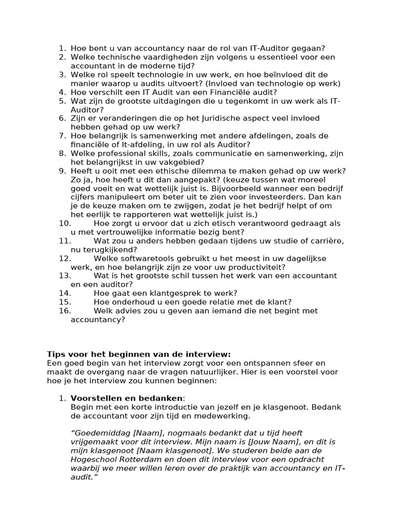 Accountant Interview Vragen | PDF