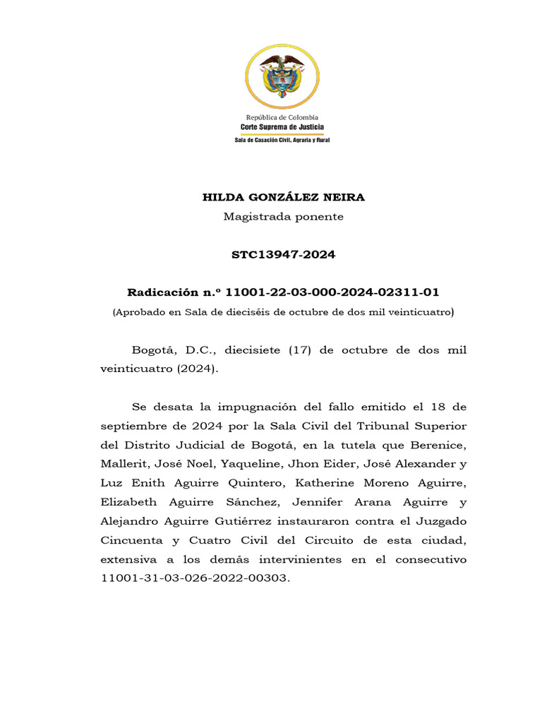 7.1 Fallo 17-Oct-24 Notificado El 18-Oct-24 | PDF | Ley procesal | Demanda judicial