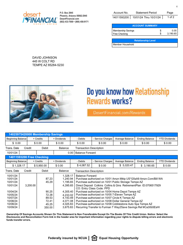Statment 14011593200 | PDF | Debits And Credits | Debit Card