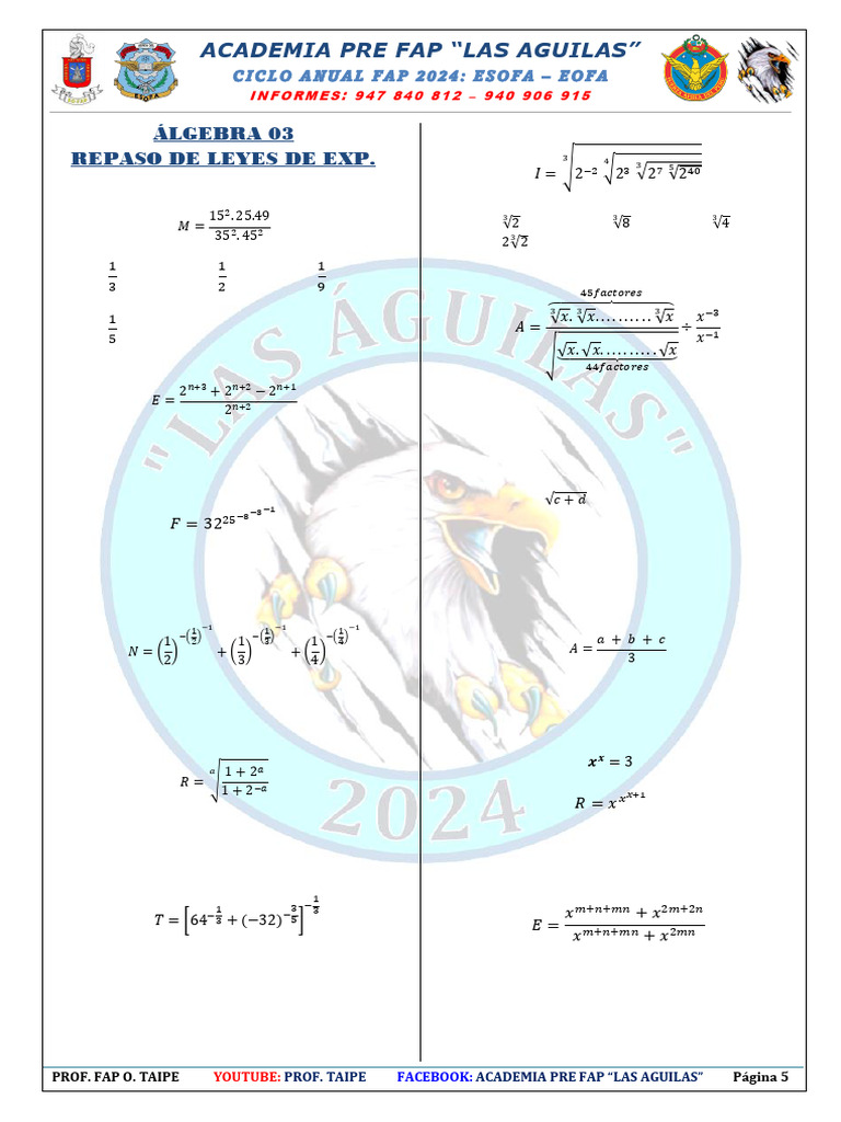 3° Algebra - Ciclo Anual Fap 2024 - Academia Pre Fap | PDF