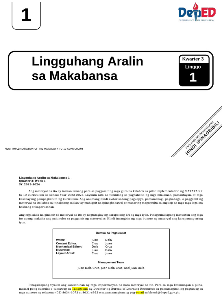 LE Makabansa1 Q3 Week1 v2 | PDF