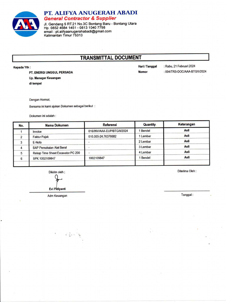 Transmittal Document | PDF