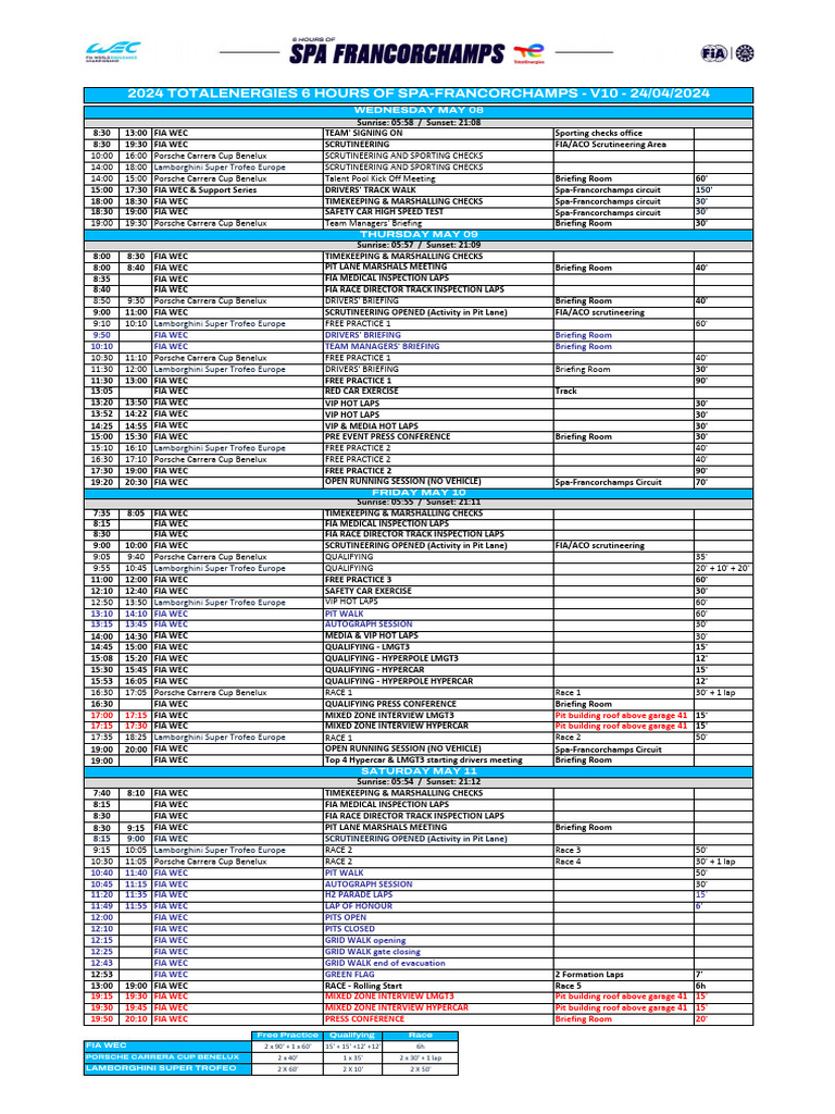 2024 Timetable v10-ToTALENERGIES 6 Hours of Spa-francorchamps 200424 ...