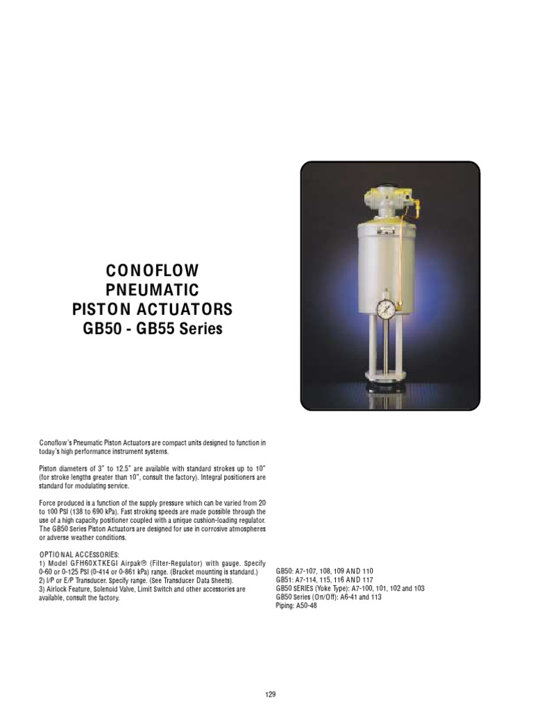Itt Conoflow Gb50 Gb55 Pneumatic Piston Actuators | PDF | Valve | Actuator