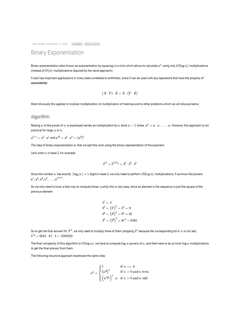Materi Fast Exponentiation | PDF | Multiplication | Number Theory