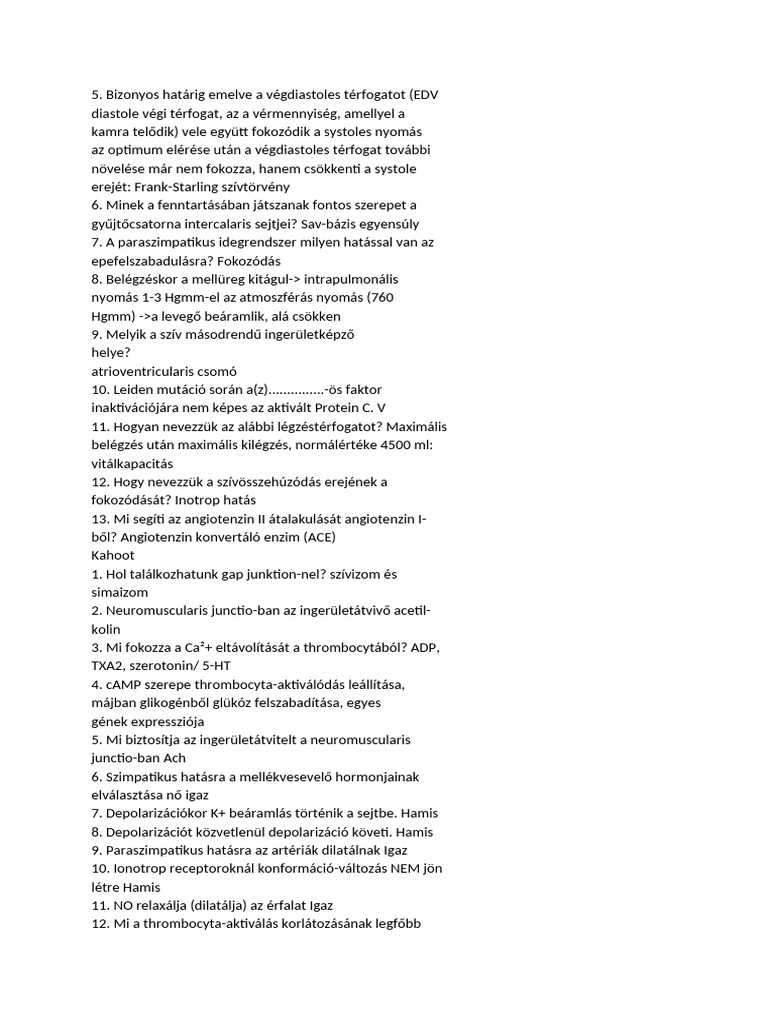 Élettan Gyak ZH Kérdések | PDF