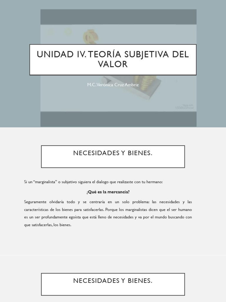 Unidad Iv. Teoria Subjetiva Del Valor | PDF | Utilidad marginal | Utilidad
