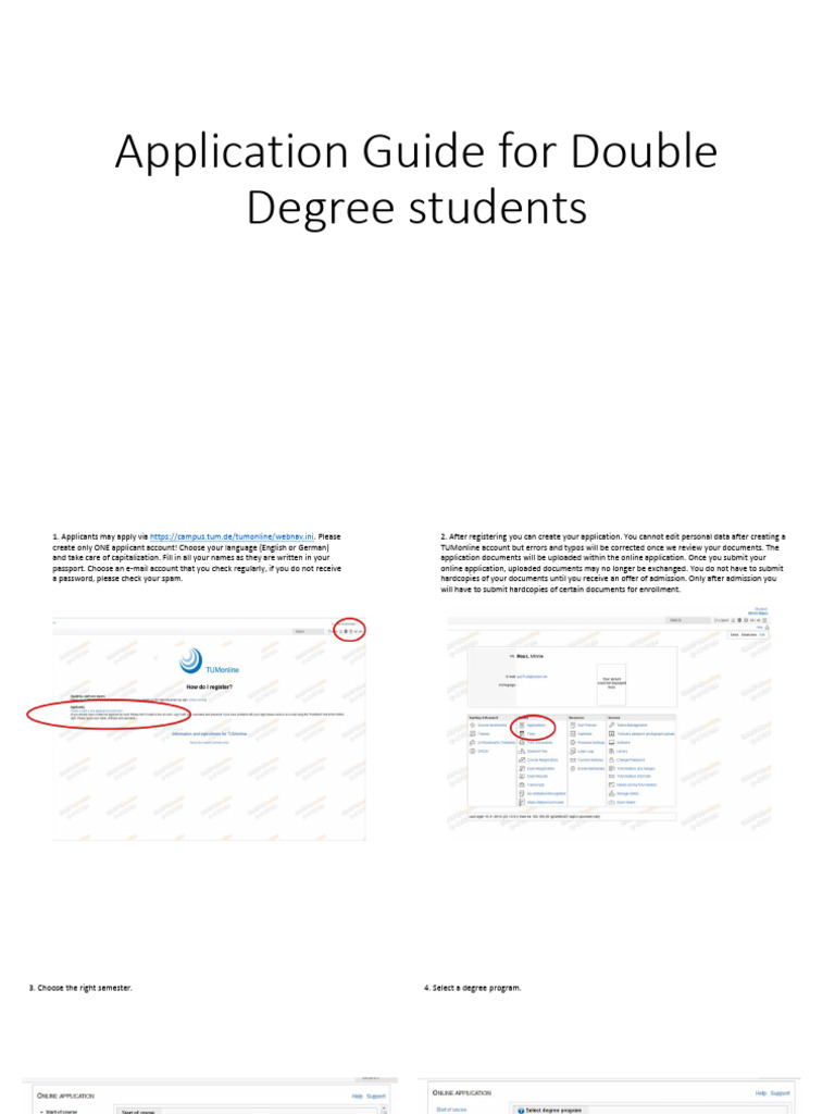Application Guide For Double Degree Students | PDF