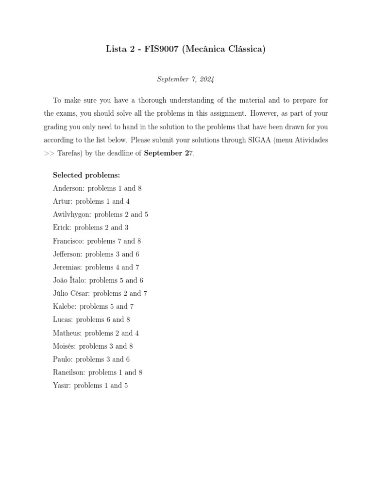 lista2 (2) | PDF | Lagrangian Mechanics | Force