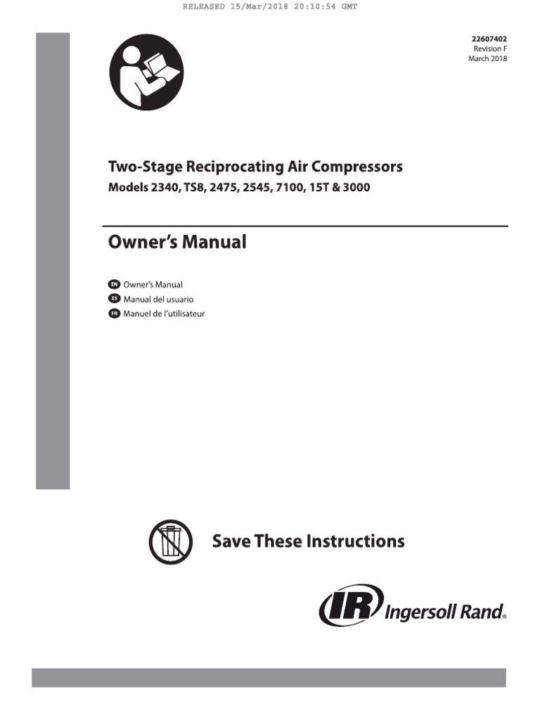 Ingersoll Rand 2475 Compressor Owners Manual | PDF