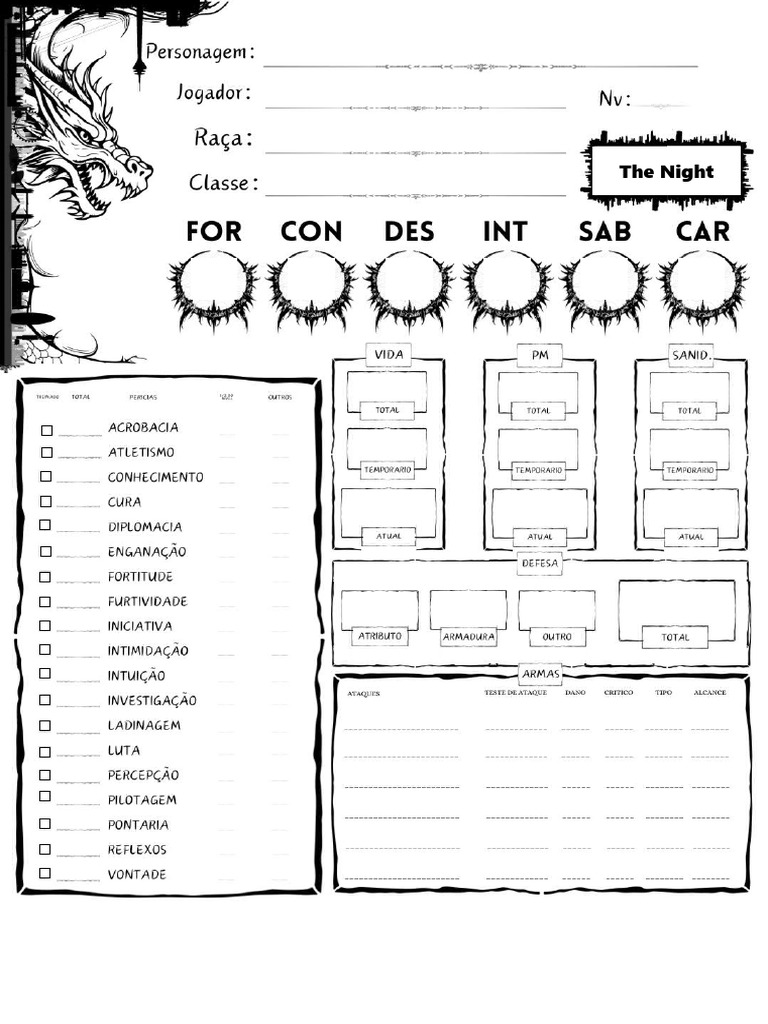 The Night Ficha 1.2 | PDF