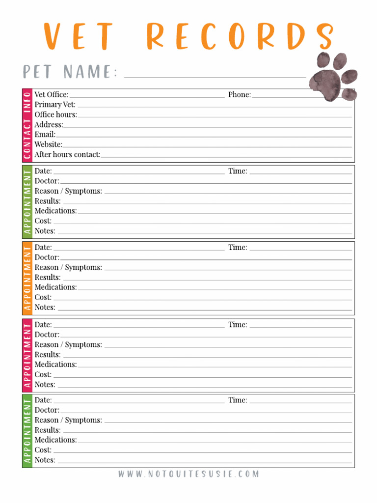 Vet Visit Chart | PDF