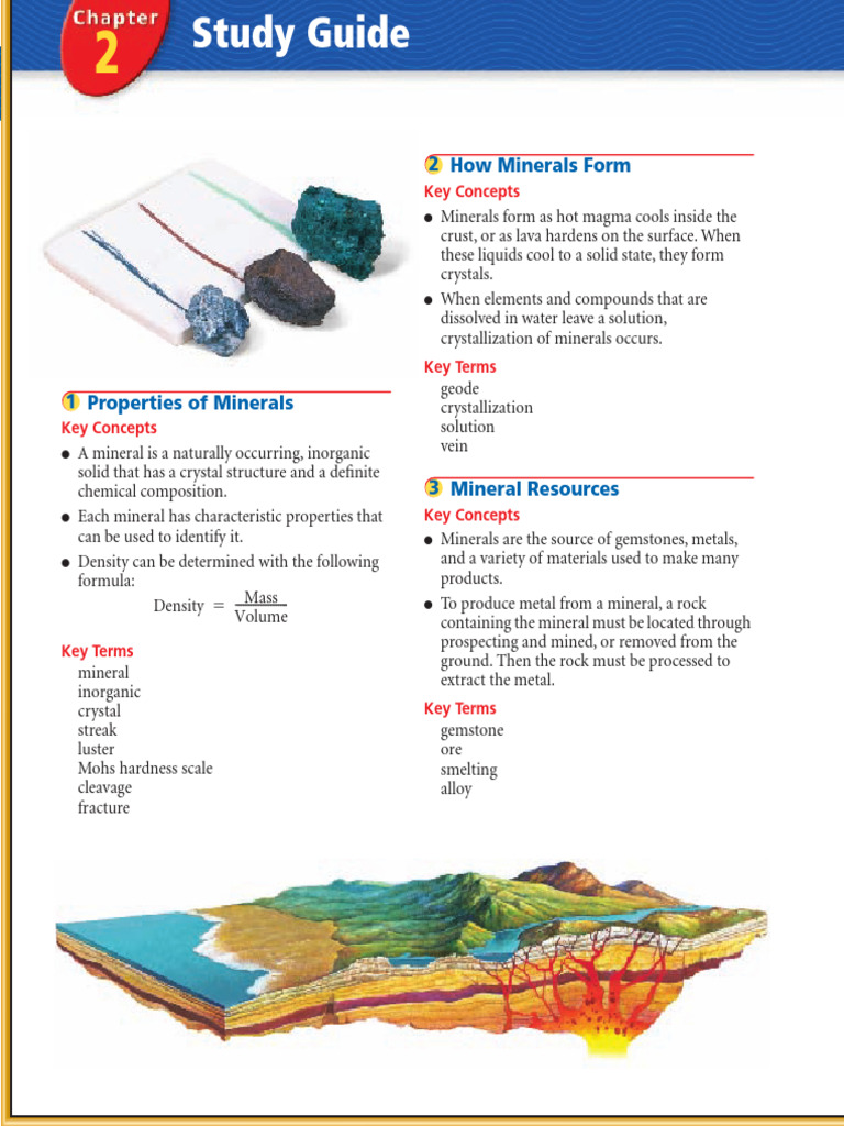 Chapter 2 - Minerals - Study Guide - Science | PDF | Minerals | Rock ...