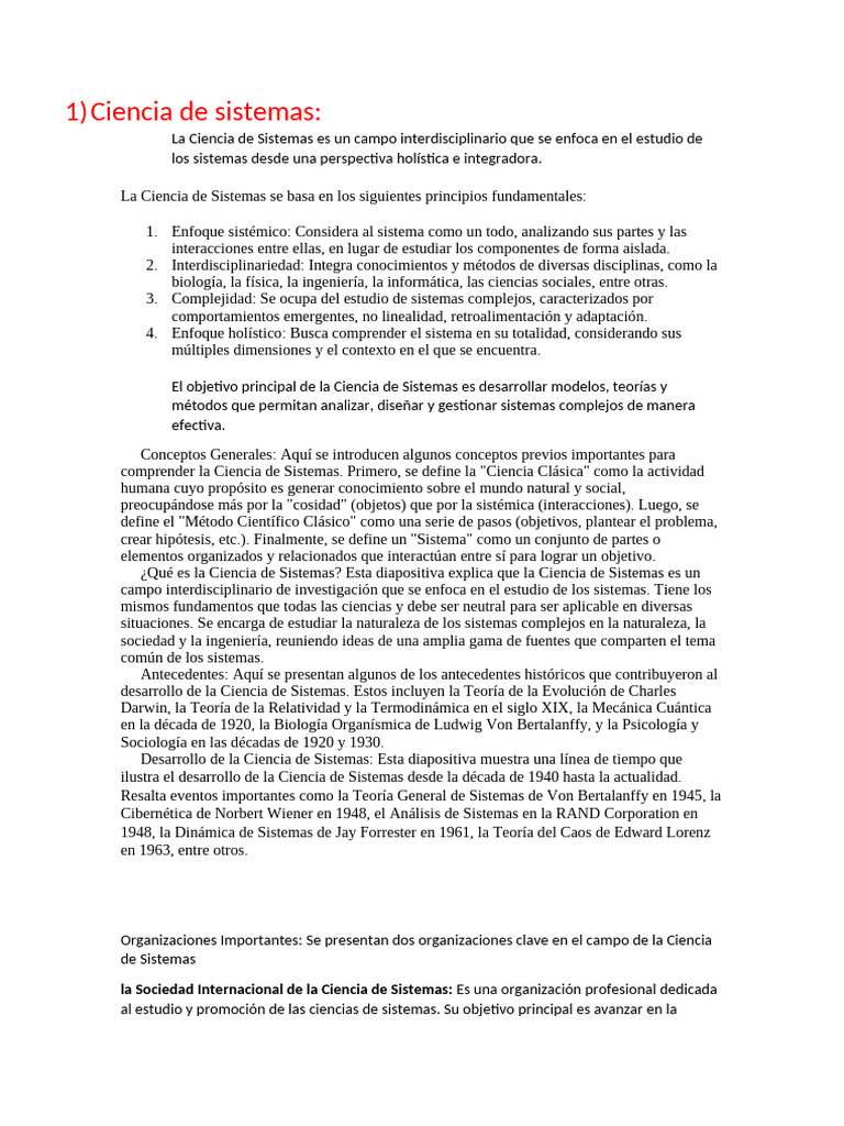 Ciencia de Sistemas | PDF | Teoría de sistemas | Sistema