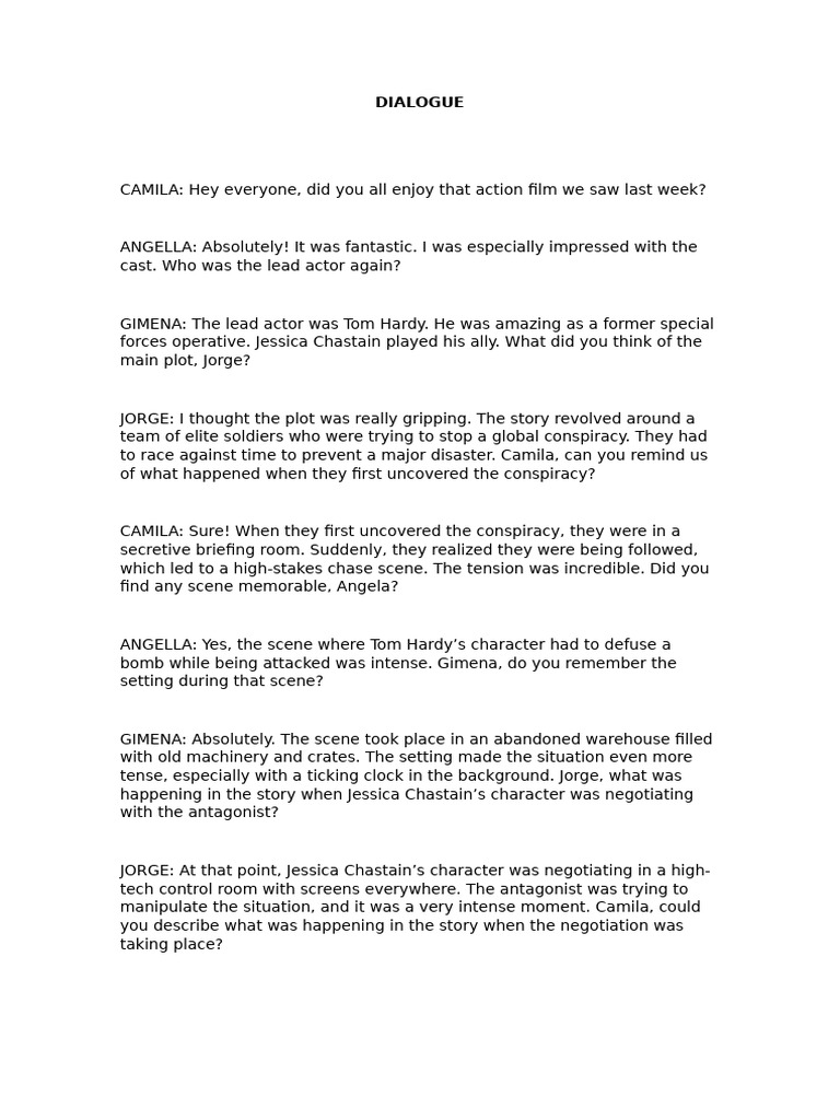 Dialogo de Ingles4 Semana 4 | PDF