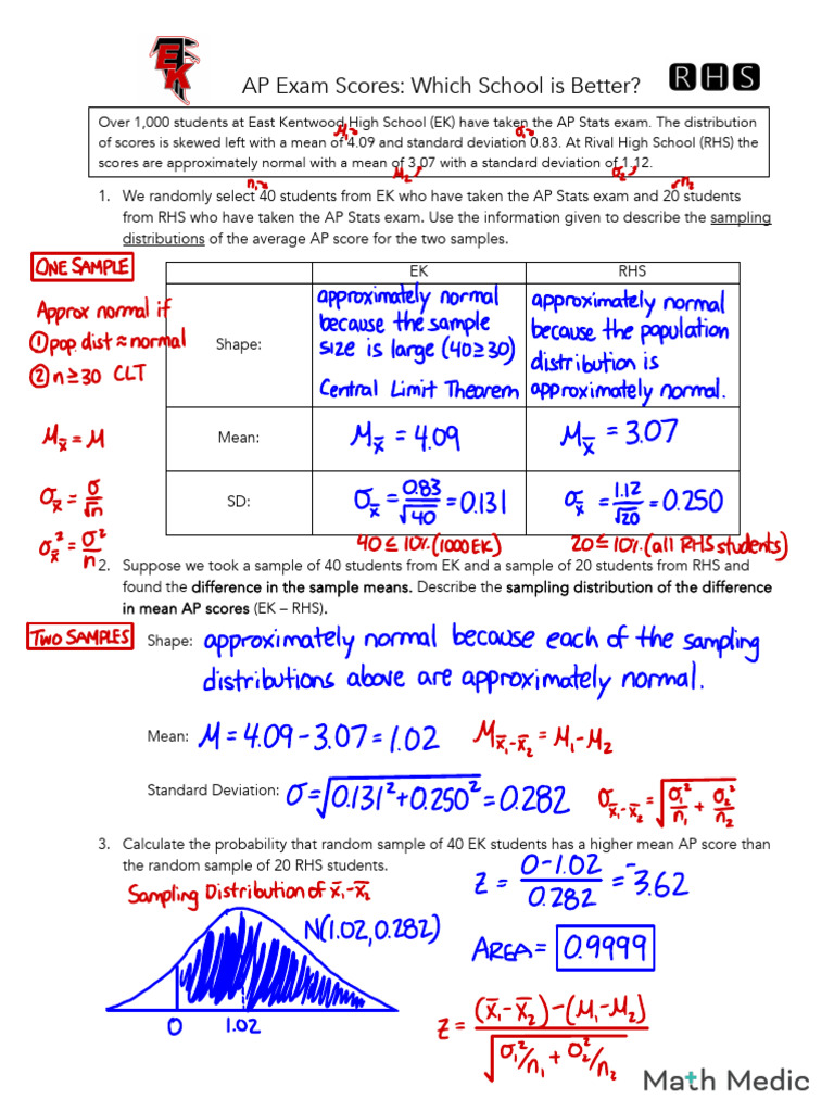 AP Stats Exam Score Comparison | PDF | Cost Of Living | Standard Deviation