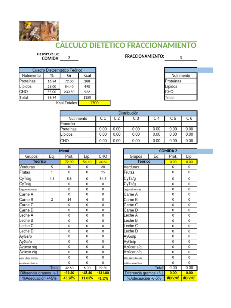 Cálculo Dietético y Menú Vegano | PDF | Energía alimentaria | Caloría