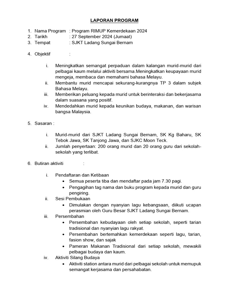 LAPORAN RIMUP KEMERDEKAAN | PDF