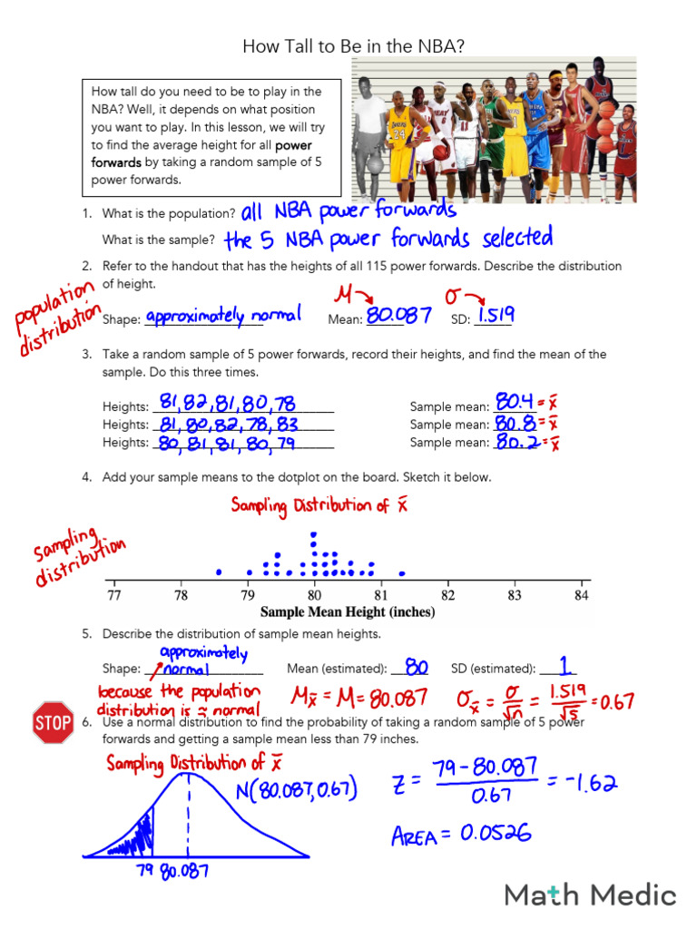 Lesson 7 5 Answer Key AP Stats Math Medic d7ccb917f1 | PDF | Sampling ...