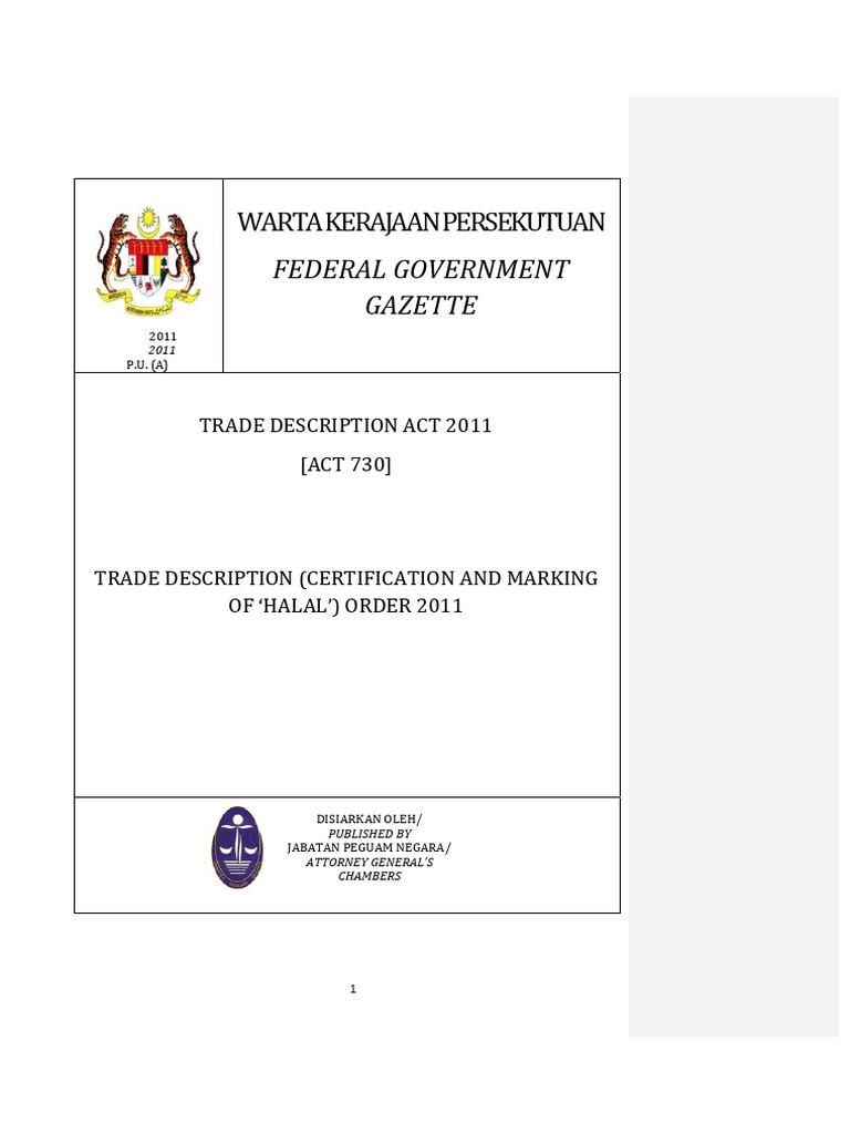 Halal Certification Order 2011 Malaysia | PDF | Fine (Penalty ...