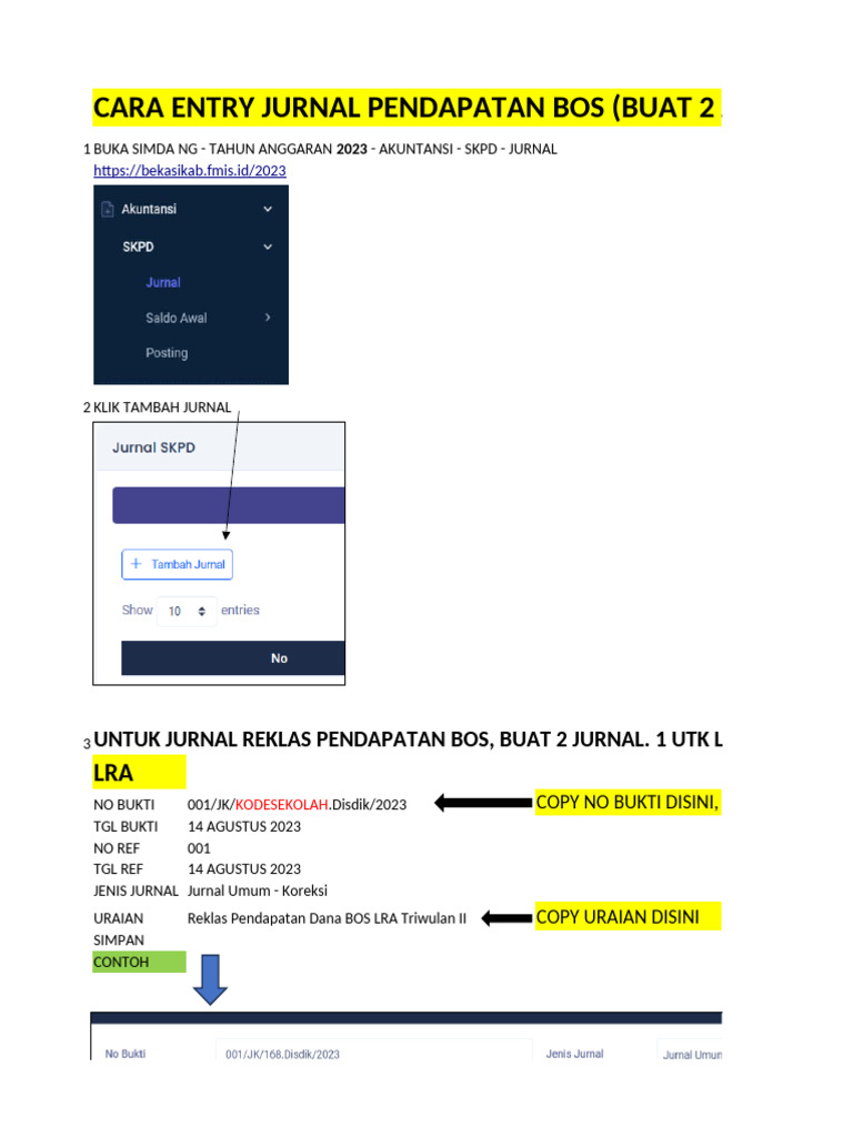 Cara Entry Jurnal Pendapatan Bos 2023 1.0 | PDF