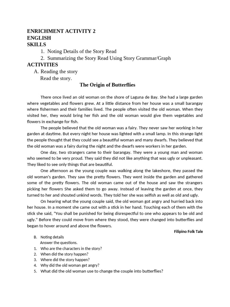 Enrichment Activity 3 English4 2022 2023 | PDF