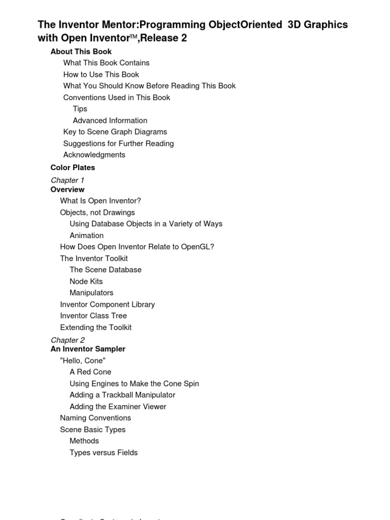 The Inventor Mentor Programming Object Oriented 3D Graphis With Open Inventor 2 | PDF ...